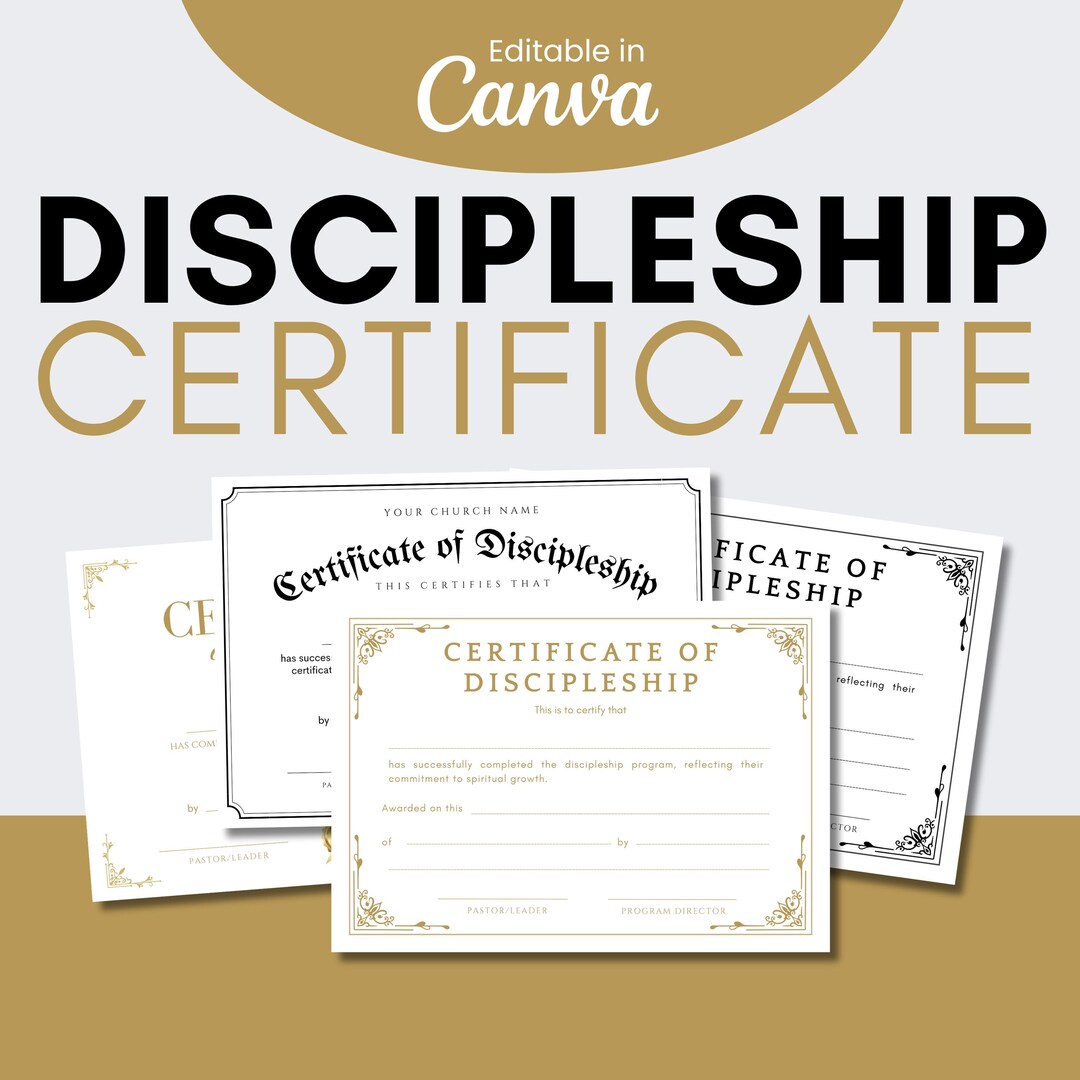 Editable Discipleship Certificate Template: Church Certificate (digital ...