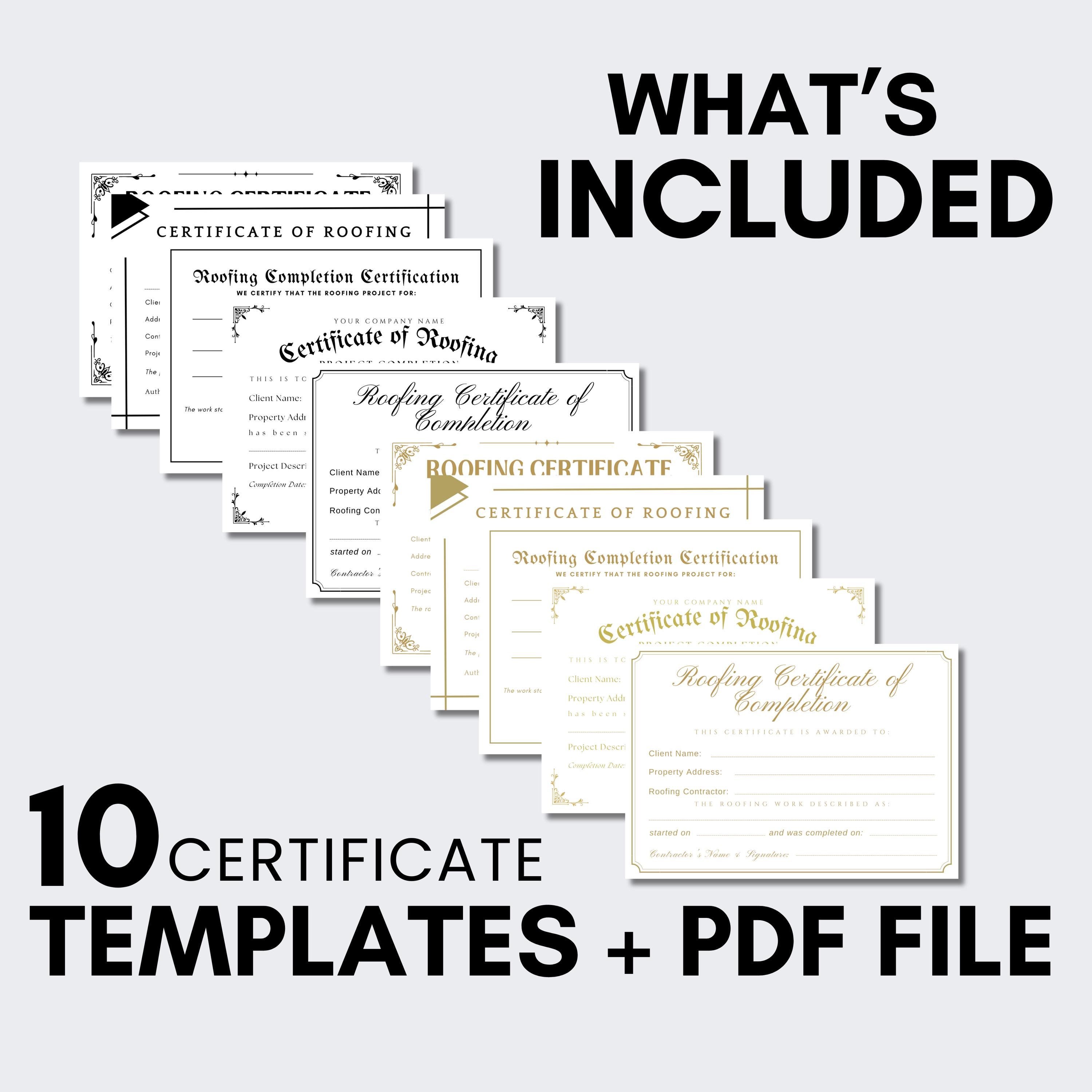 Editable Roofing Certificate Completion Template (digital Download) - Etsy