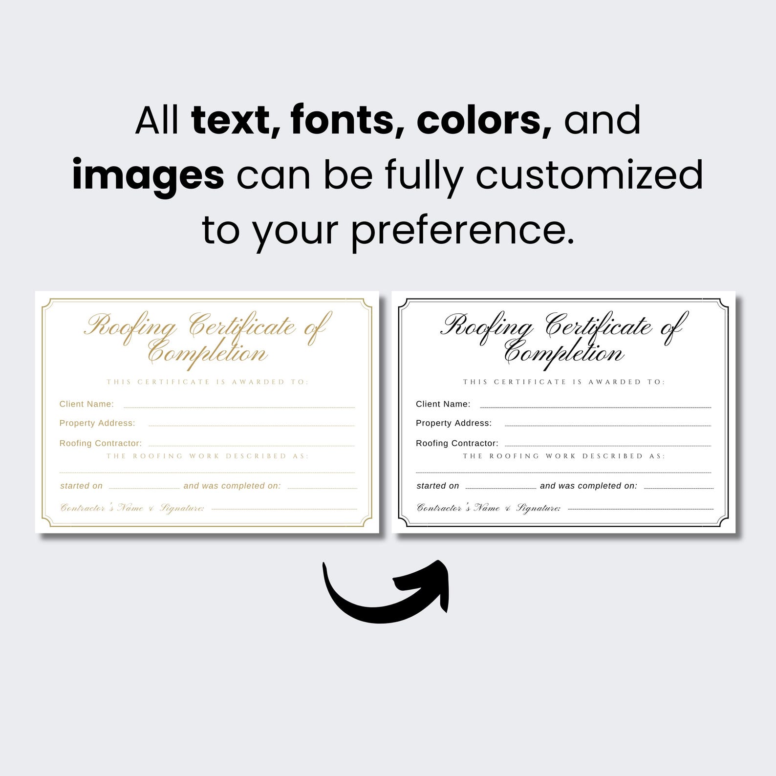 Editable Roofing Certificate Completion Template (digital Download) - Etsy