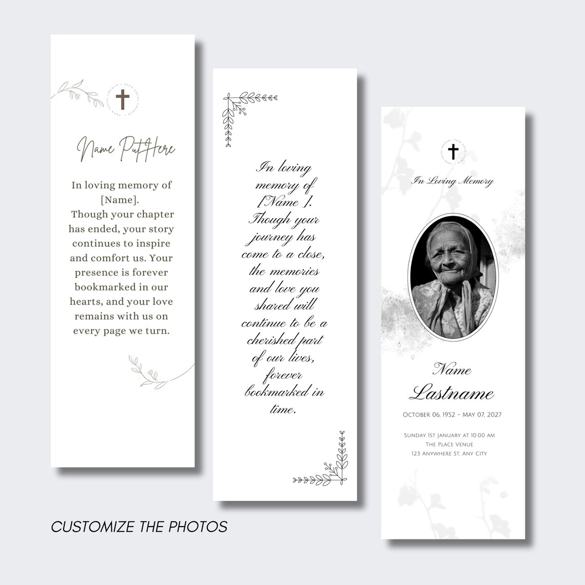 Funeral Bookmark Temp Editable Funeral Bookmark Temp Funeral Invoice - Etsy