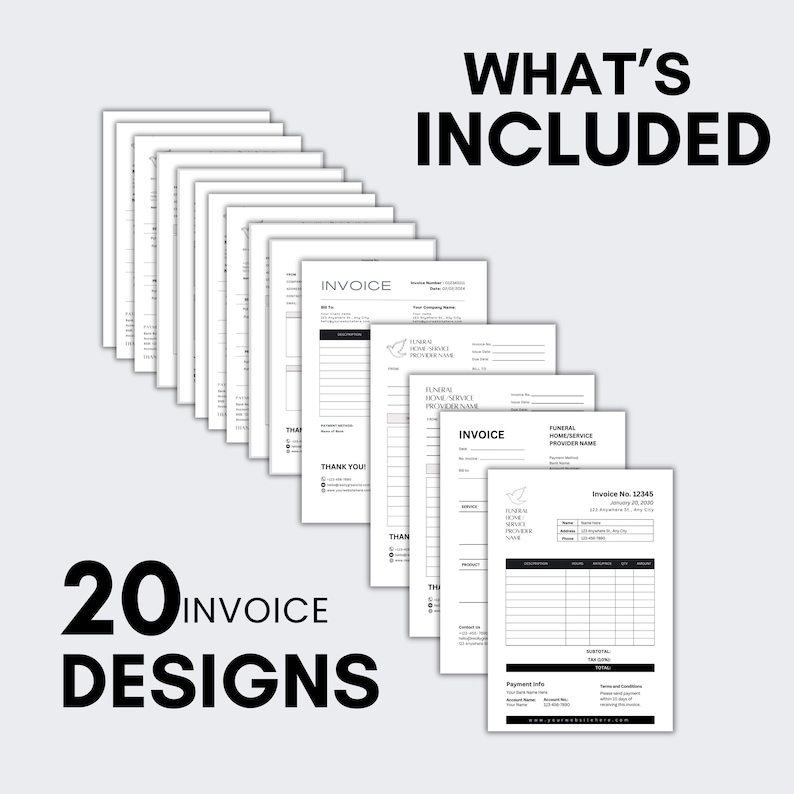 Editable Funeral Invoice Template Bundle (digital Download) - Etsy