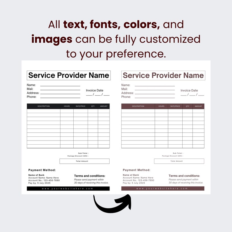 Editable Invoice Template: 20 Unique Formats (digital Download) - Etsy