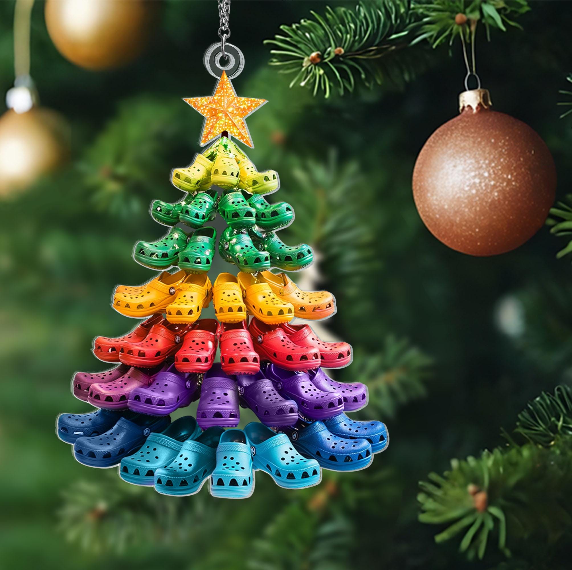 2D Flat Crocin' Around the Christmas Tree Window Hanging, Crocs Stack ...