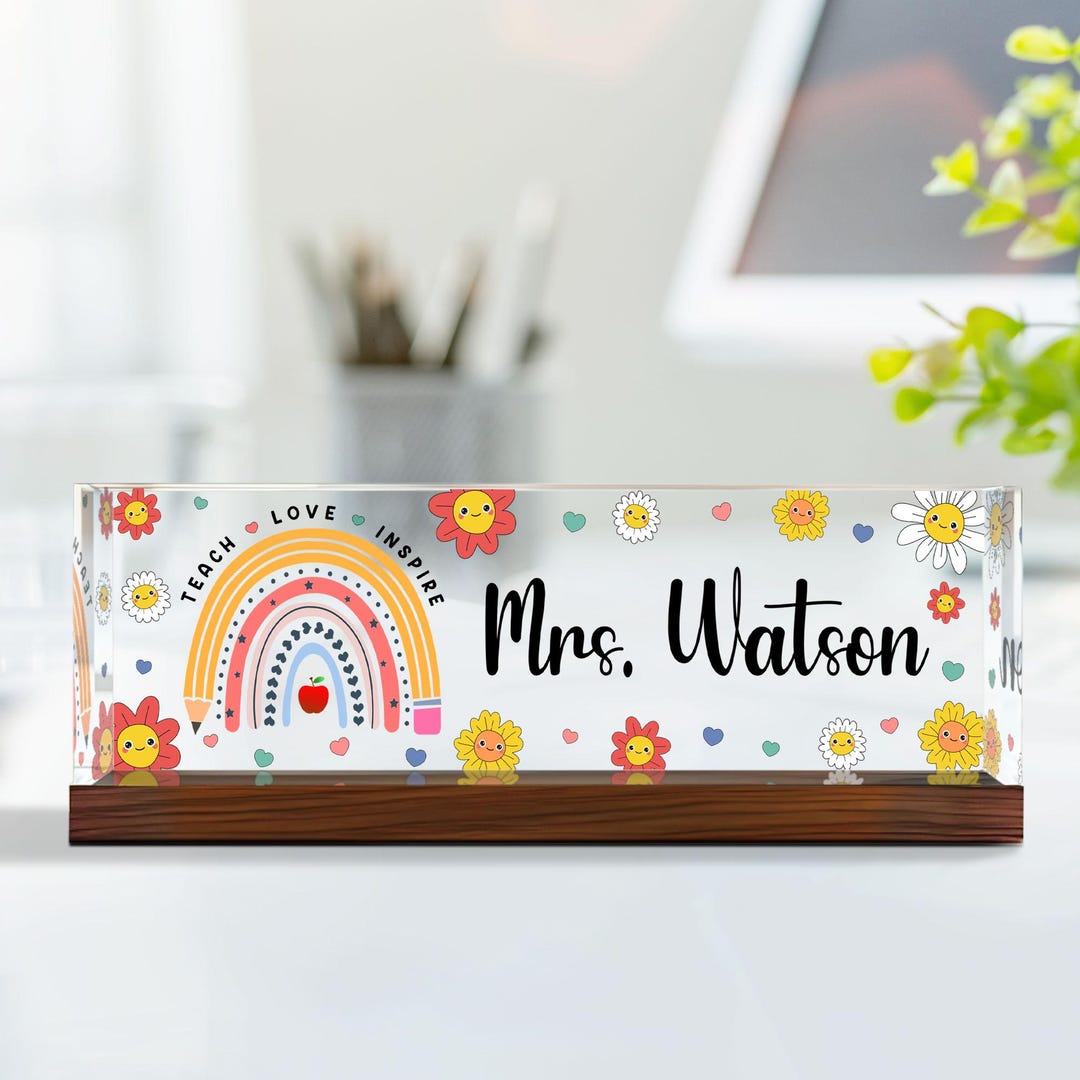 Custom Teacher Desk Name Plate - Personalized Acrylic Name Plate for ...