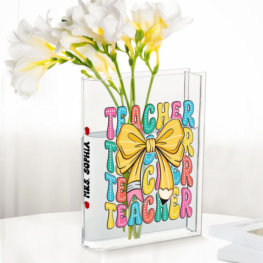 Coquette Teacher Book Vase, Back to School Vase, Teacher Appreciation ...