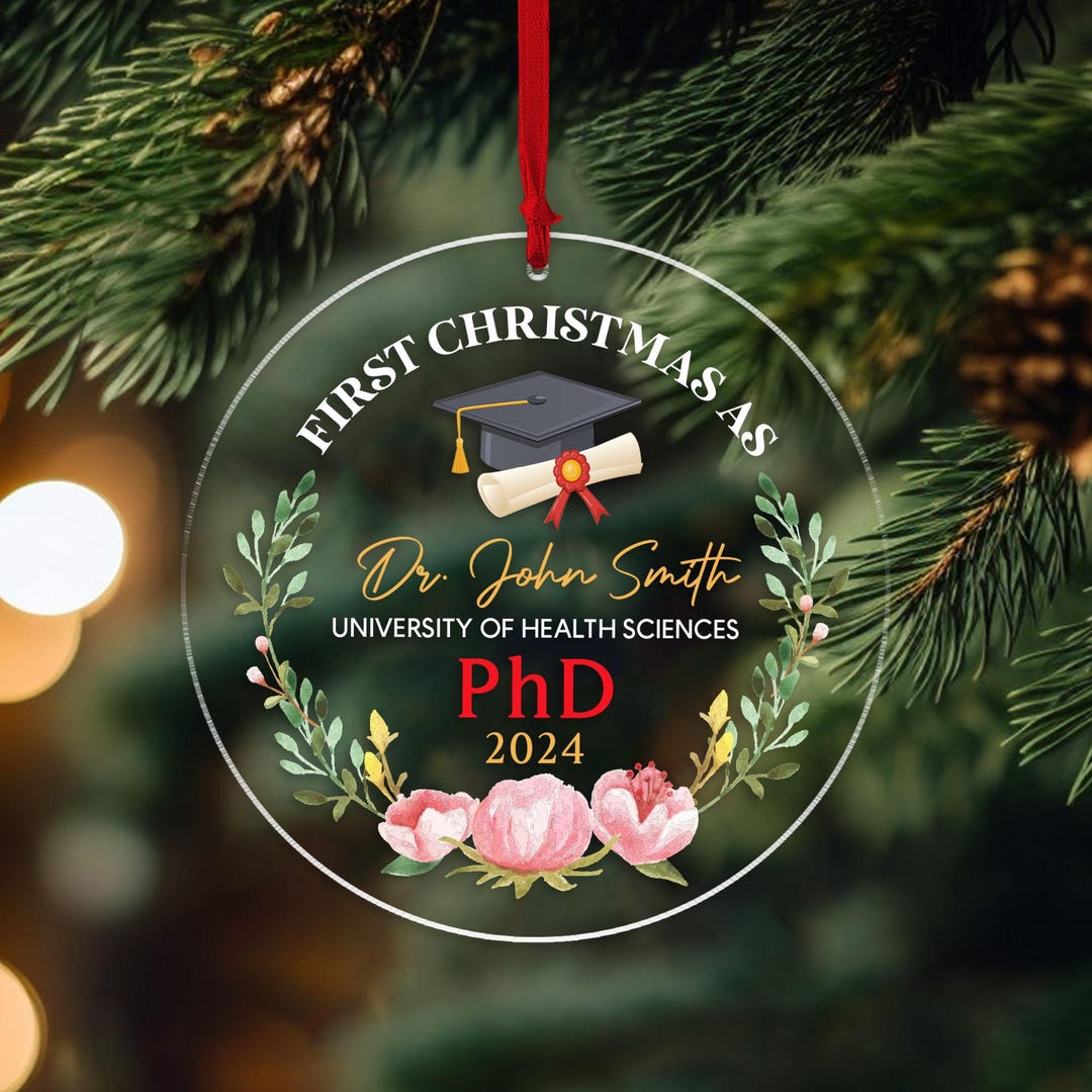 Personalized Phd Christmas Ornament, Custom Phd Graduation Gift, New ...