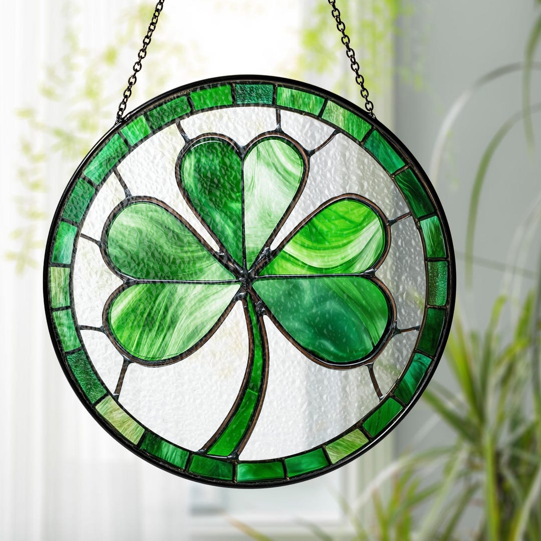 Shamrock Stained Glass Suncatcher, Shamrock Window Hangings,irish Decor ...