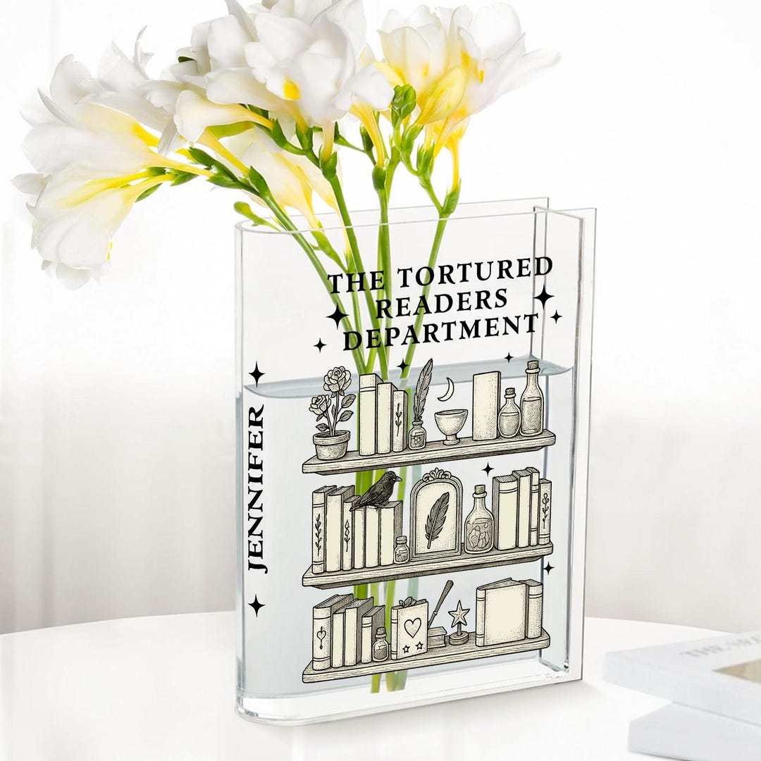 The Tortured Readers Department Bookish Books Acrylic Vase for Flowers ...