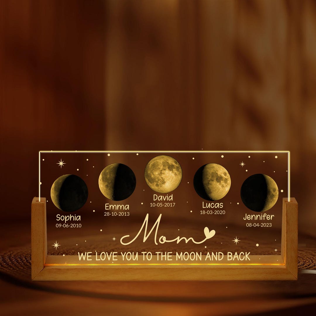 Personalized Moons Phase With Kids Names, Custom Moons Phase Night ...