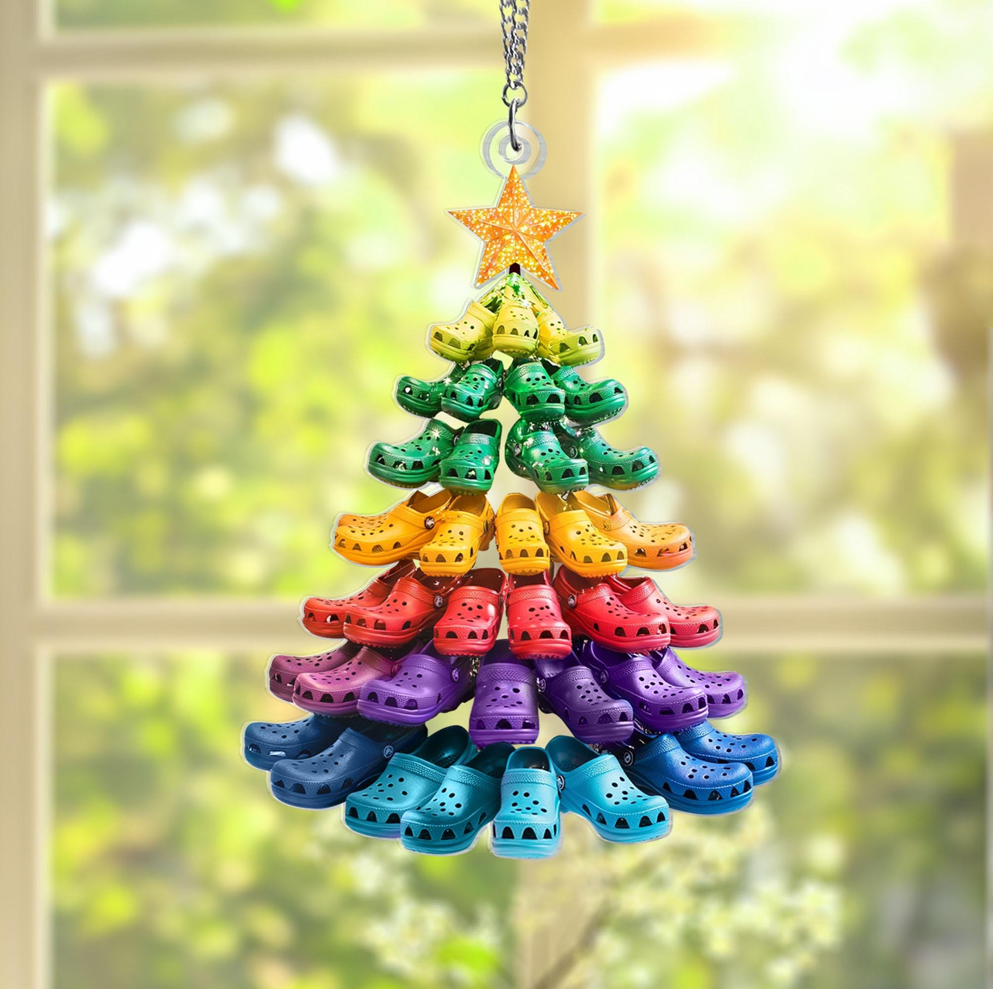 2D Flat Crocin' Around the Christmas Tree Window Hanging, Crocs Stack ...