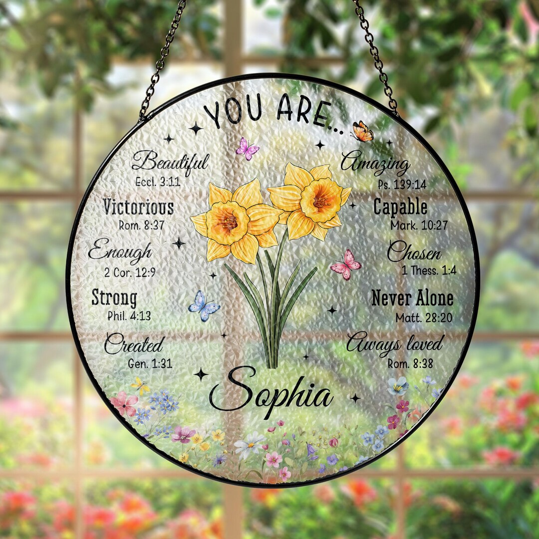 You Are Bible Verses Stained Glass Suncatcher, Custom Inspiration Bible ...