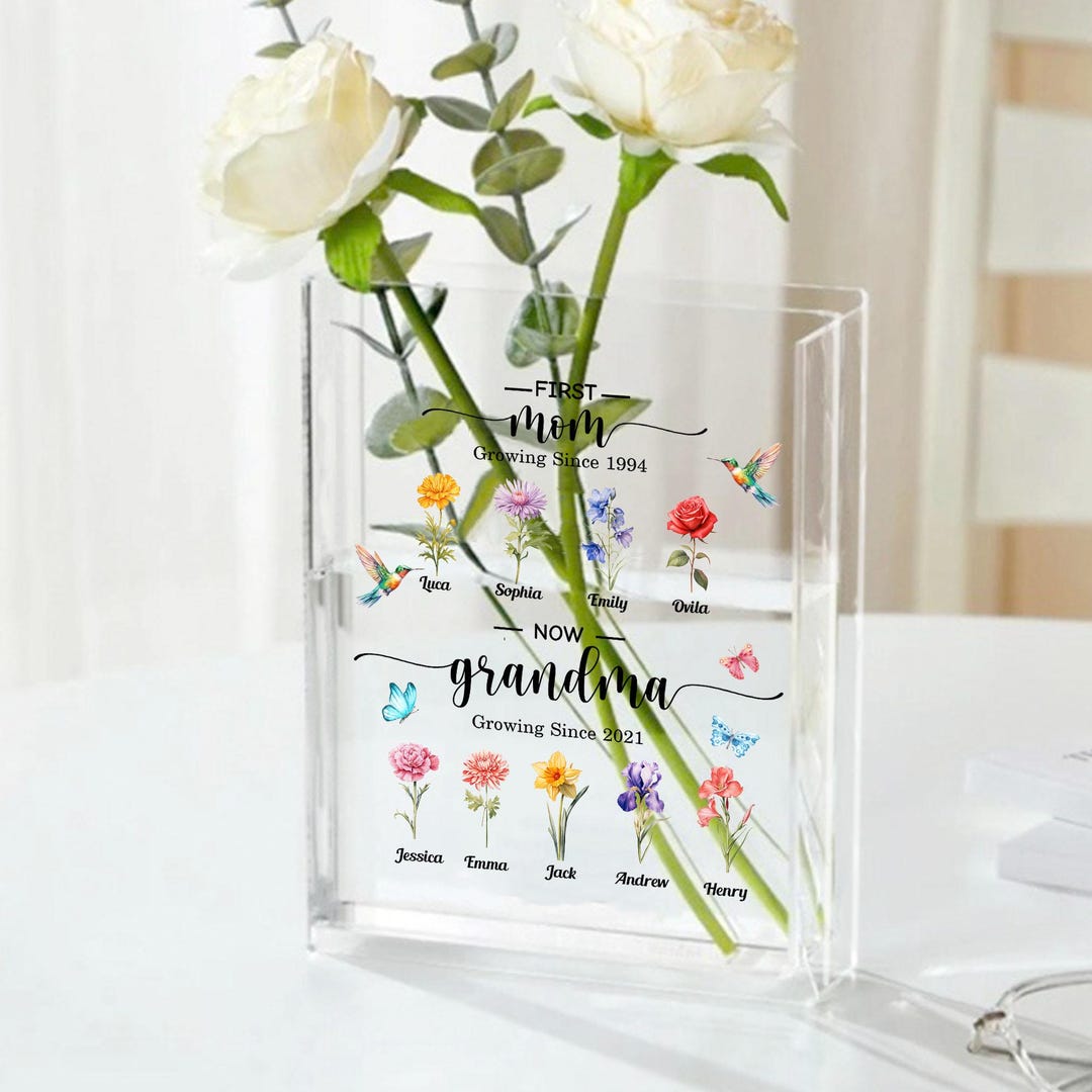 Personalized First Mom Now Grandma Book Vase, Gift for Grandma, Grandma ...