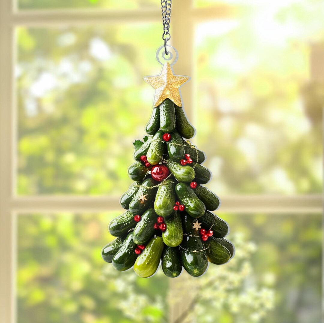Pickle Window Hanging Ornament, Pickle Christmas Ornament, Cucumber 2D ...