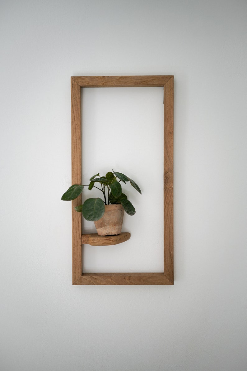 Open Floating Wood Rectangle Shelf, Wood Shelves, Plants, Wall Home ...