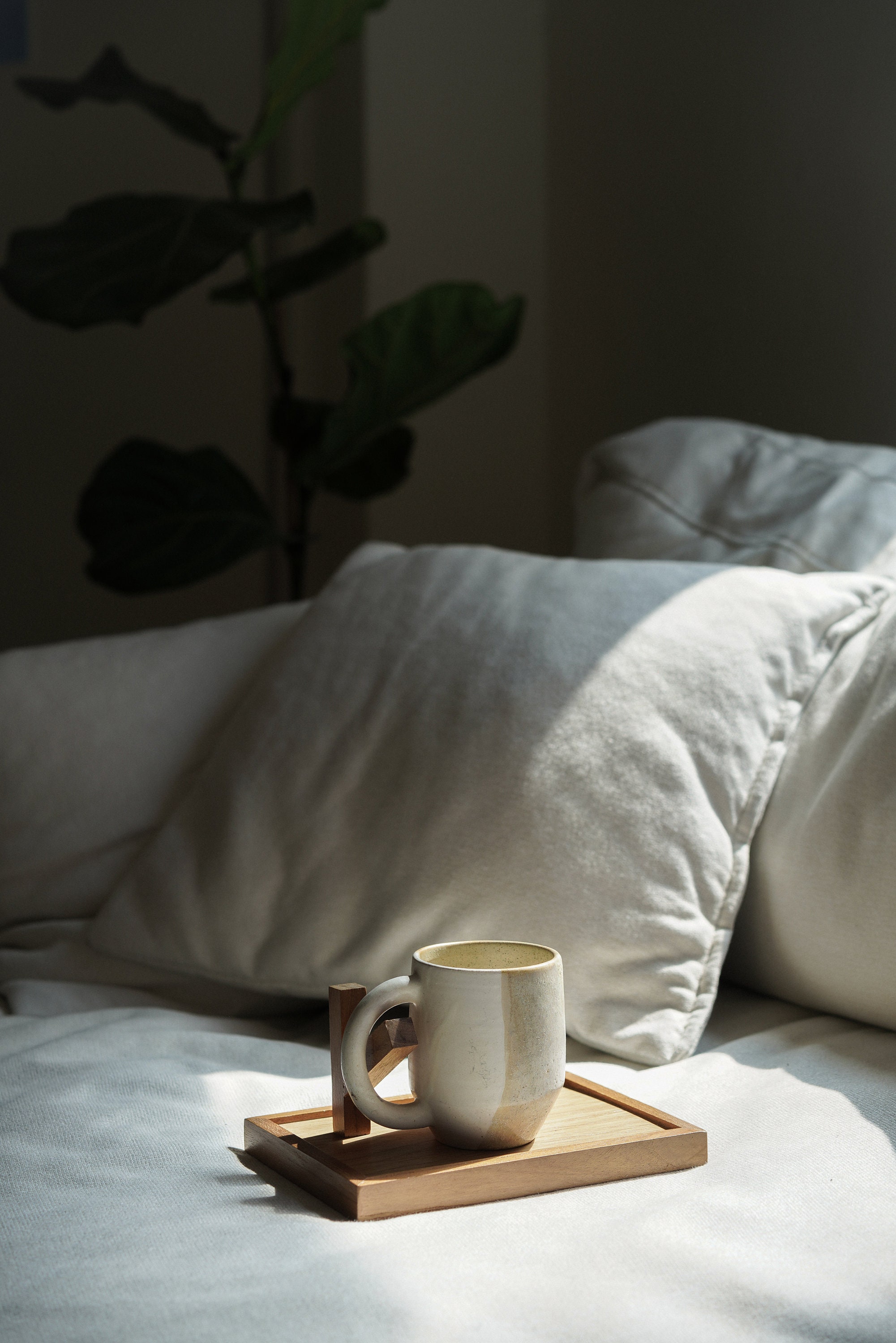 Mug Tray With Unique Design, Wood Personalized Handmade Board, Handle ...