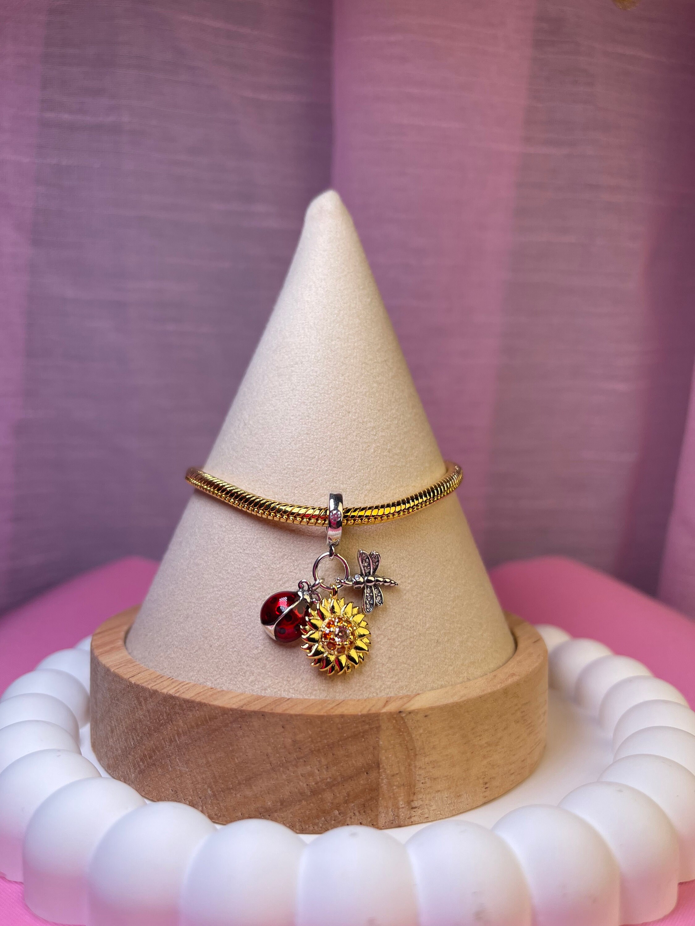 011 Charm for Pandora Bracelet Ladybug, Dragonfly and Sunflower Charm ...