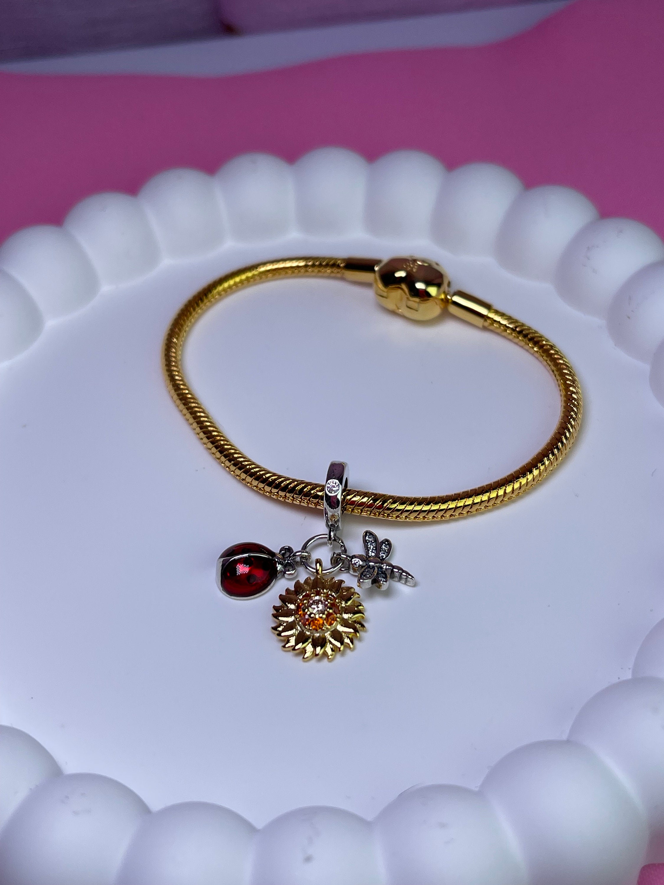 011 Charm for Pandora Bracelet Ladybug, Dragonfly and Sunflower Charm ...