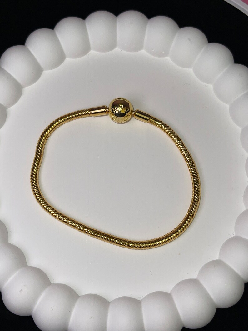 S925 Pandora Gold Clasp Snake Chain Bracelet Gold Pandora Bracelet S925 ...