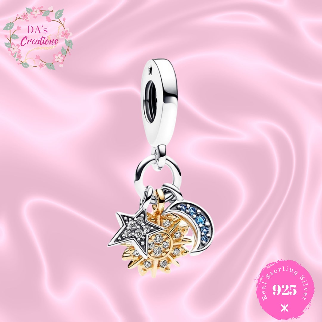 037 Charm for Pandora Bracelet Star, Moon and Sun Triple Celestial ...