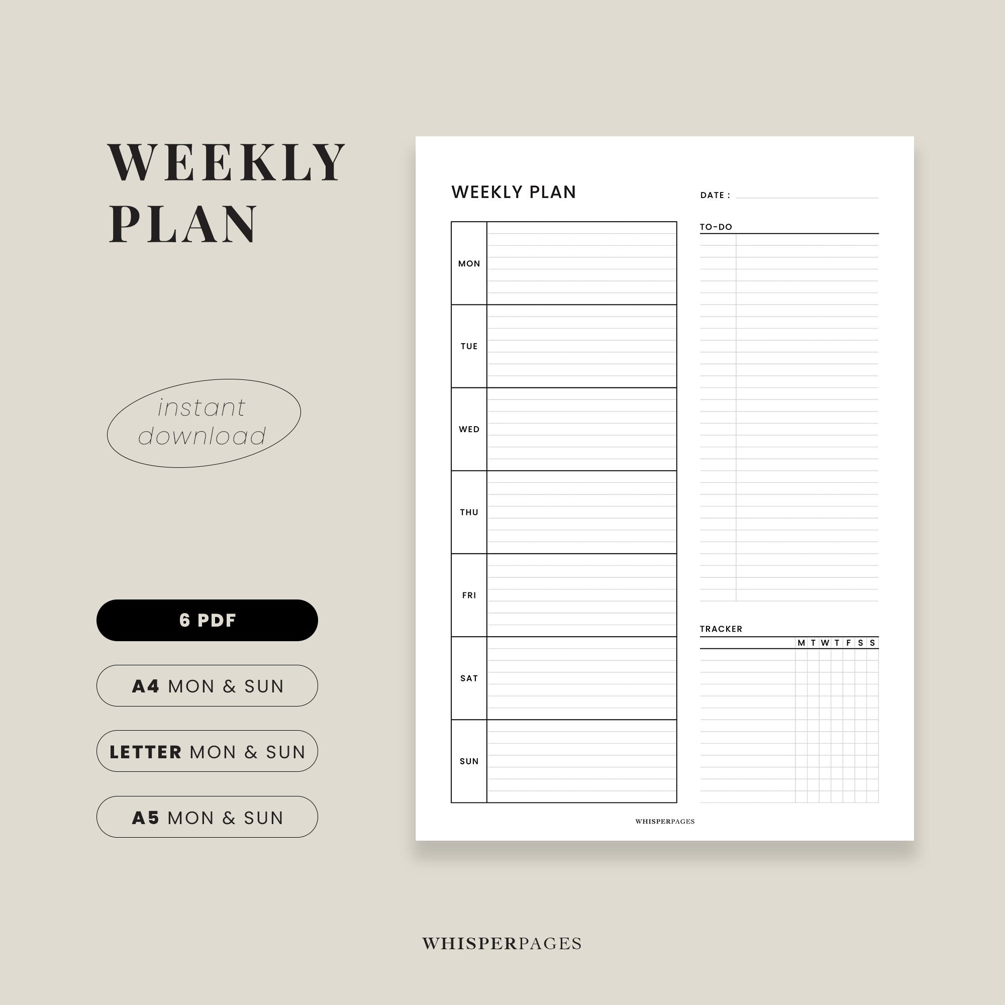 Weekly Planner Printable, Weekly Schedule, Weekly Template, Weekly To ...
