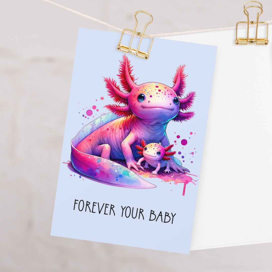 Axolotl Mother's Day Card Blank Greeting Card Watercolor 4x6 Inches - Etsy