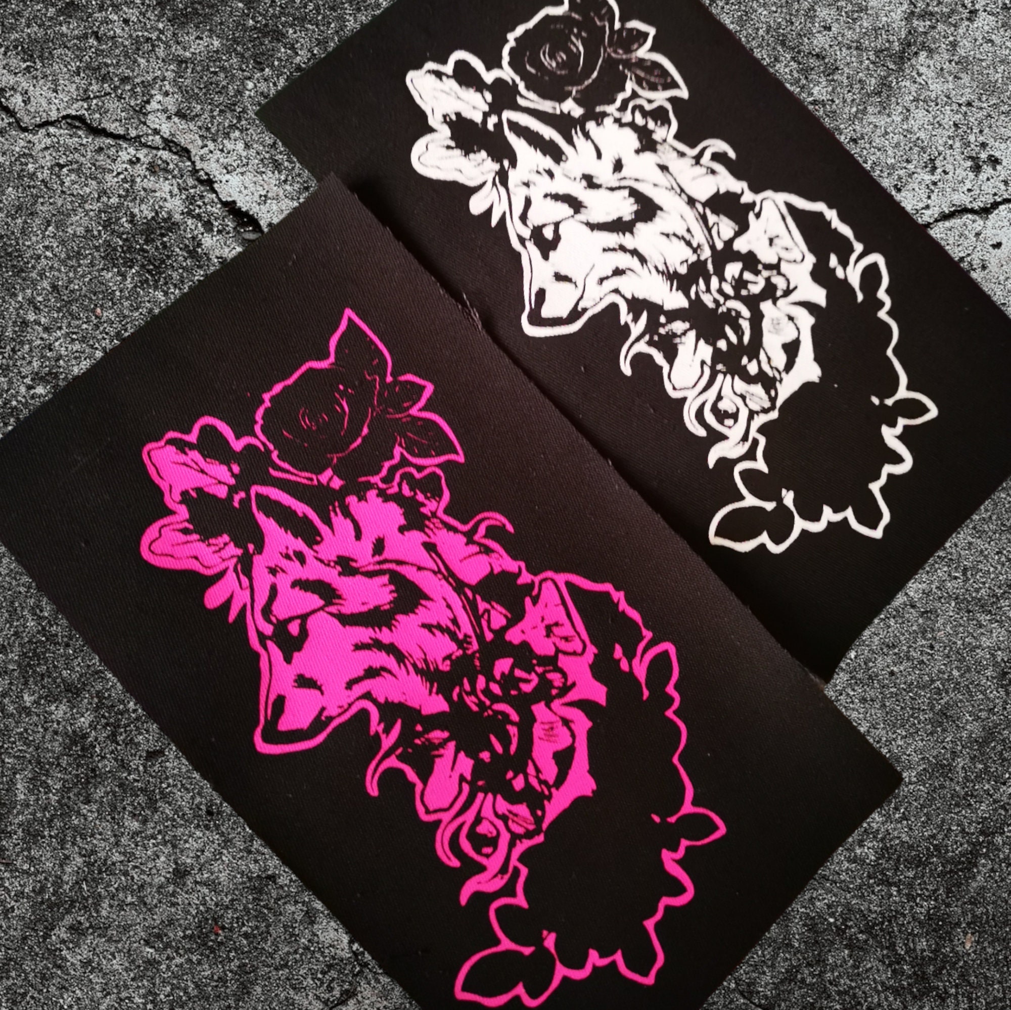 FOX WITH ROSES Custom Silk Screen Patch, Patch for Denim, Patch for ...