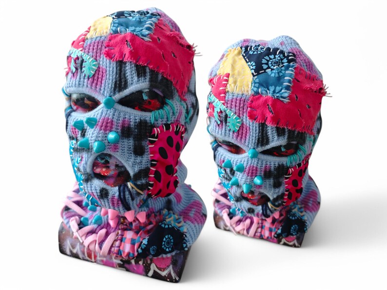 CUSTOM SPIKED Studded Ski Mask Balaclava Blue Pink - Etsy