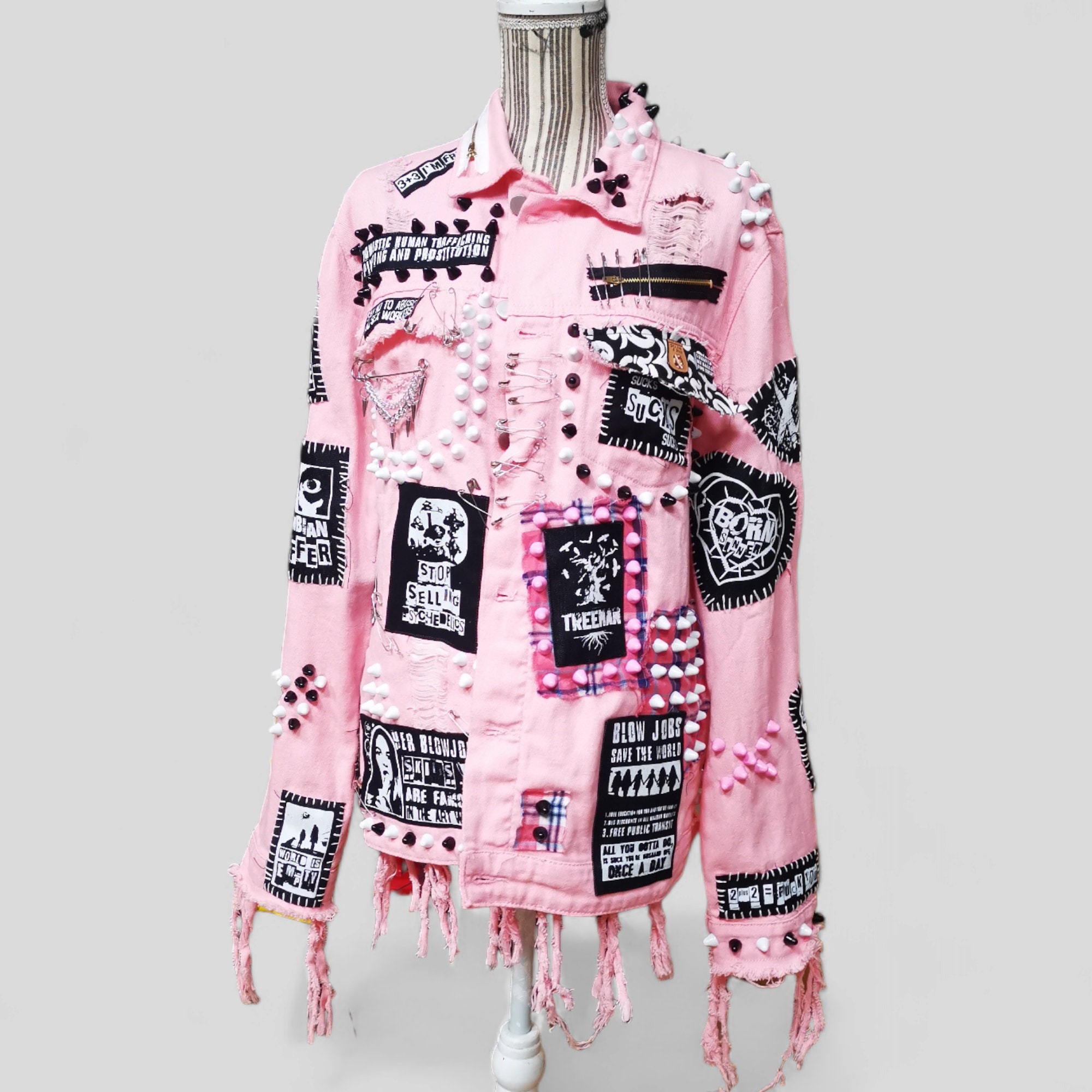 CUSTOM PATCHED Lil Peep Style Punk Battle Denim Jacket , Xxxx Jacket ...