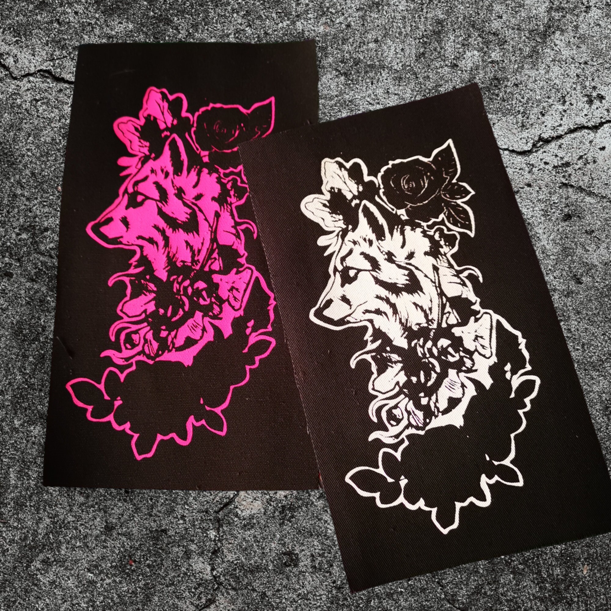 FOX WITH ROSES Custom Silk Screen Patch, Patch for Denim, Patch for ...