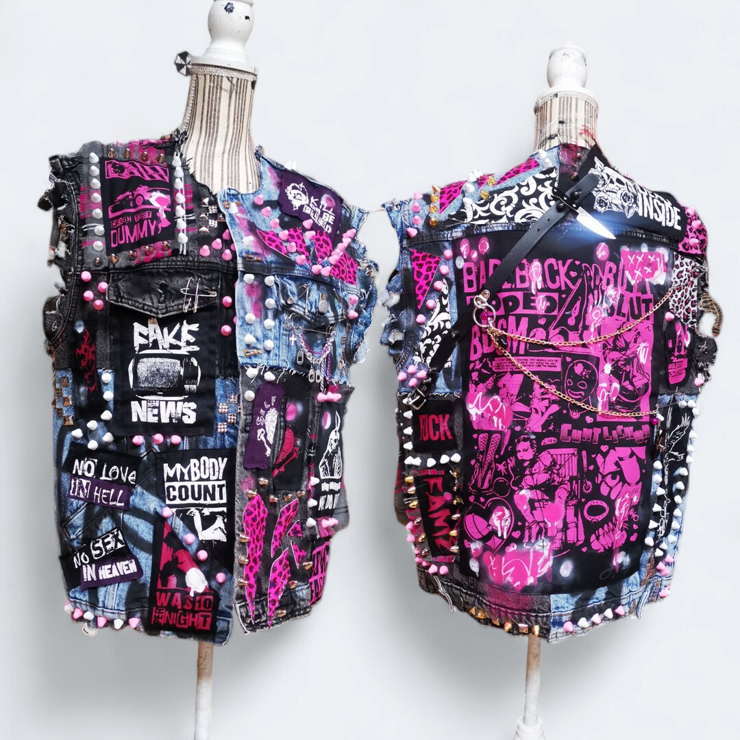 CUSTOM PAINTED PATCHED Punk Battle Vest, Medium Size, Unisex - Etsy