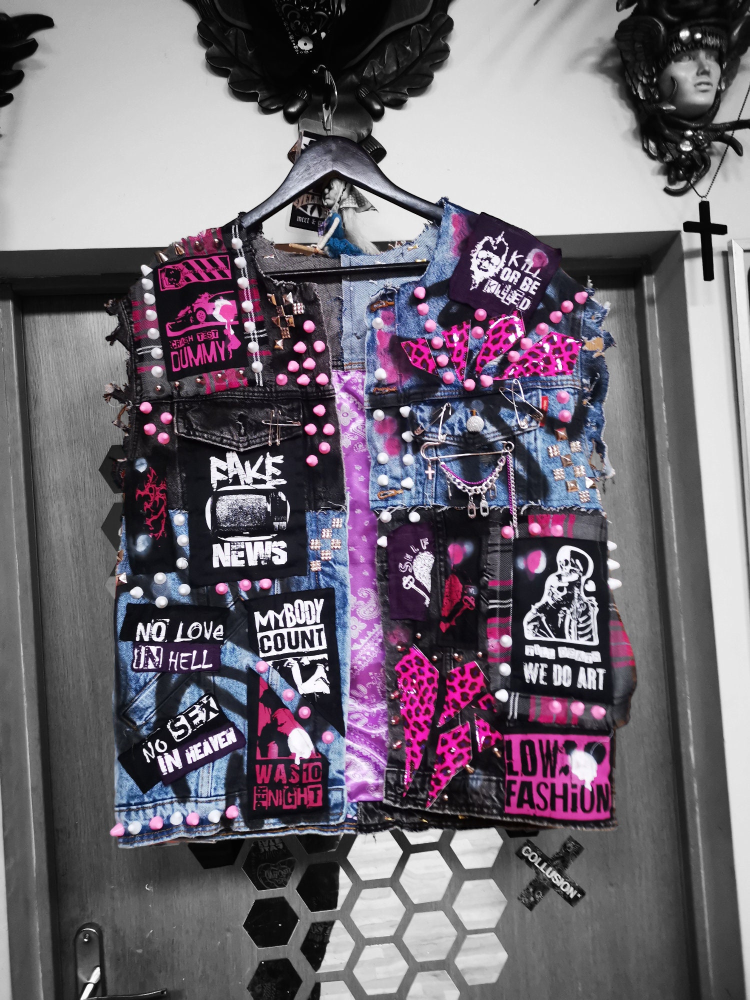 CUSTOM PAINTED PATCHED Punk Battle Vest, Medium Size, Unisex - Etsy
