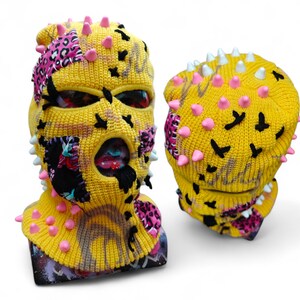 CUSTOM SPIKED Studded Ski Mask Balaclava Yellow Purple - Etsy