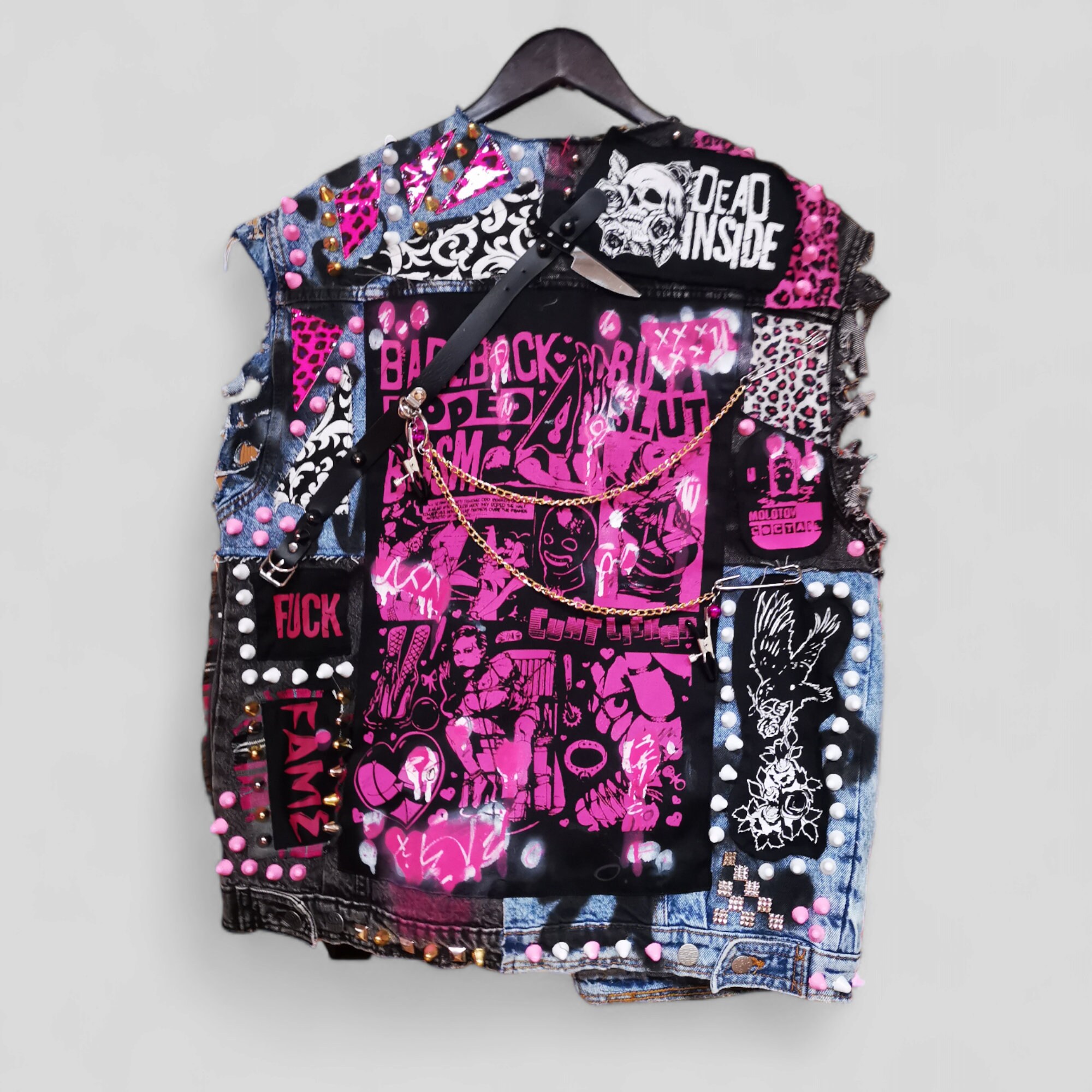 CUSTOM PAINTED PATCHED Punk Battle Vest, Medium Size, Unisex - Etsy