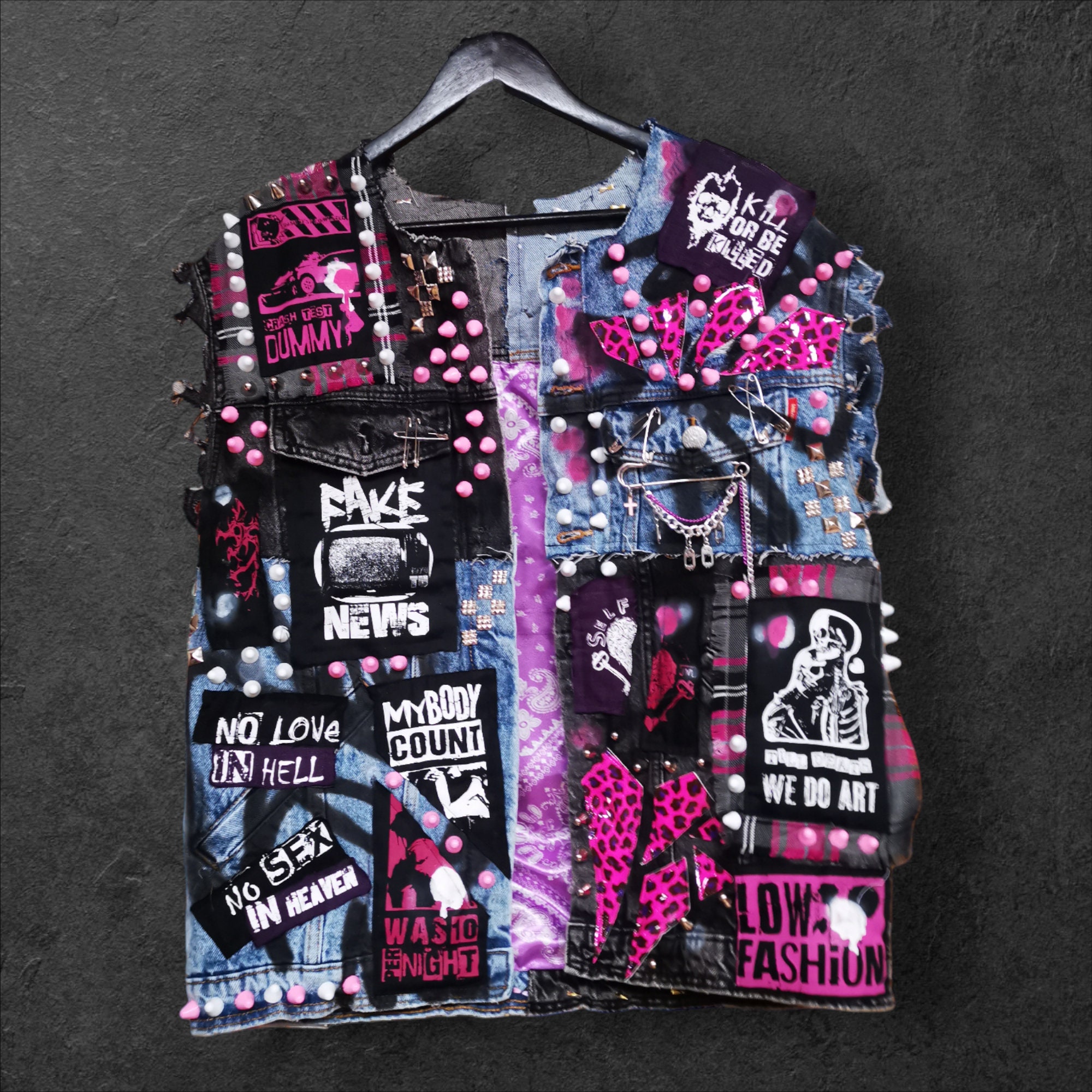 CUSTOM PAINTED PATCHED Punk Battle Vest, Medium Size, Unisex - Etsy