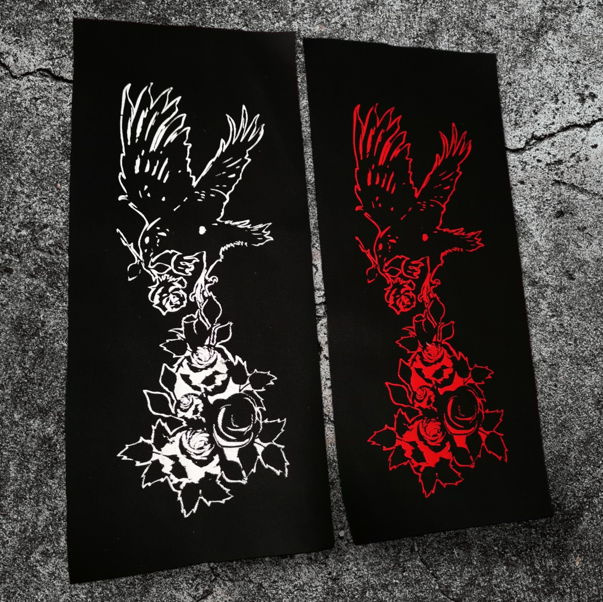 RAVEN ROSES Custom Silk Screen Patch, Patch for Denim, Patch for ...