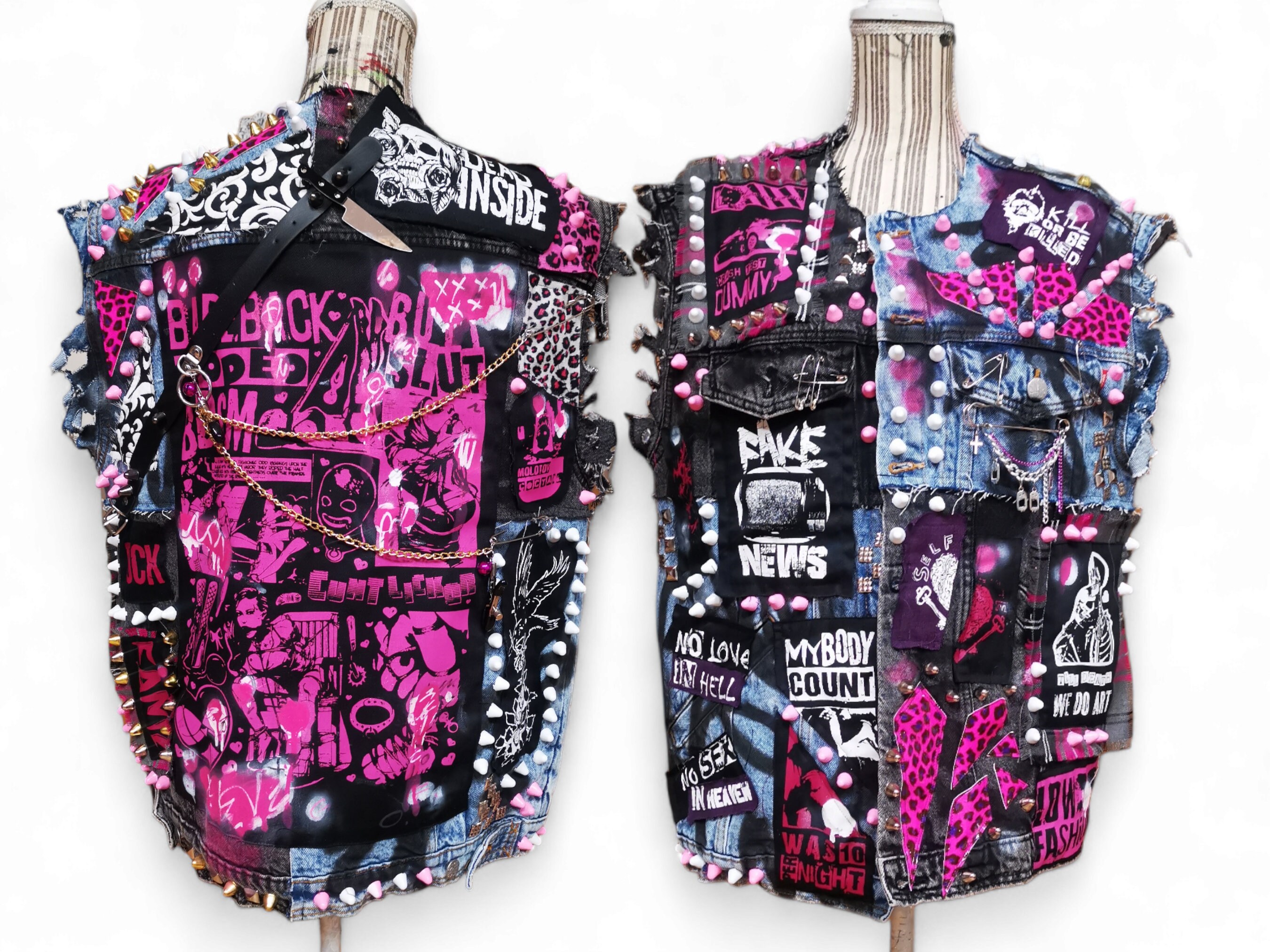 CUSTOM PAINTED PATCHED Punk Battle Vest, Medium Size, Unisex - Etsy