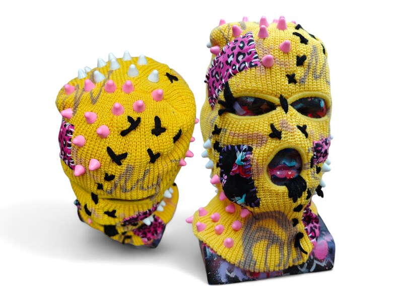 CUSTOM SPIKED Studded Ski Mask Balaclava Yellow Purple - Etsy