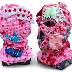 CUSTOM PATCHED Studded Ski Mask Balaclava Pink Red - Etsy