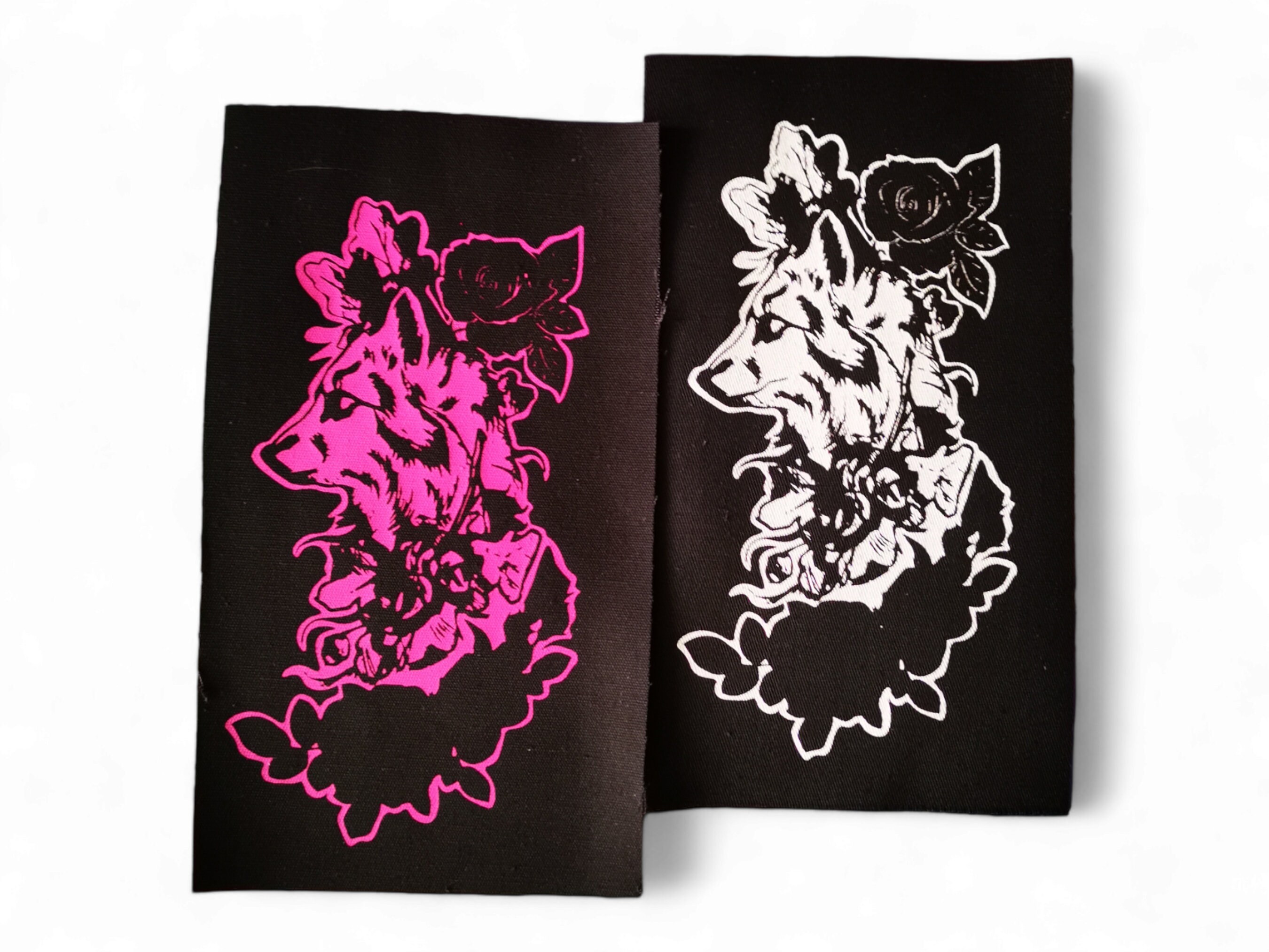 FOX WITH ROSES Custom Silk Screen Patch, Patch for Denim, Patch for ...