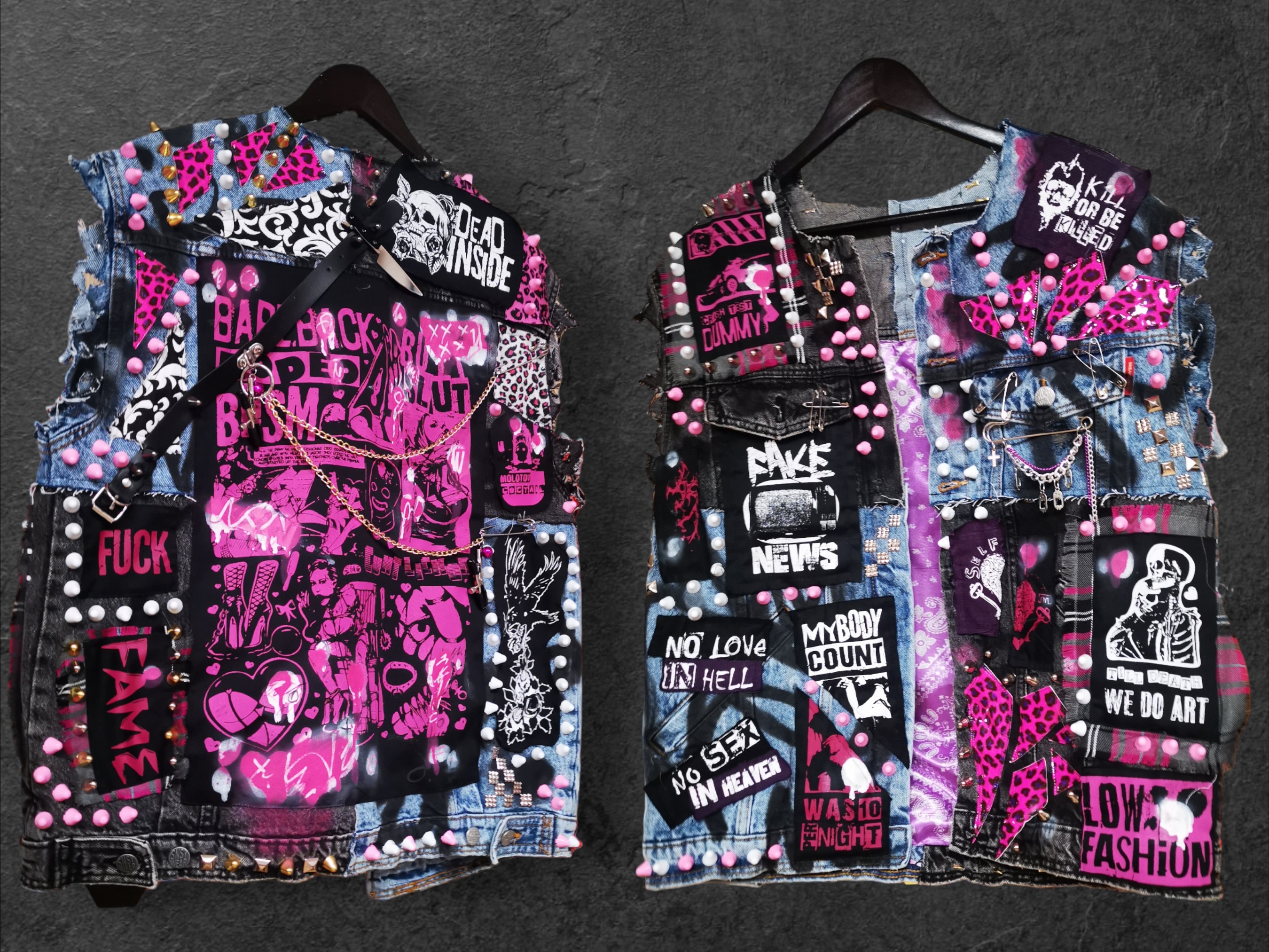 CUSTOM PAINTED PATCHED Punk Battle Vest, Medium Size, Unisex - Etsy