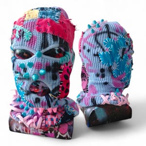 CUSTOM SPIKED Studded Ski Mask Balaclava Blue Pink - Etsy