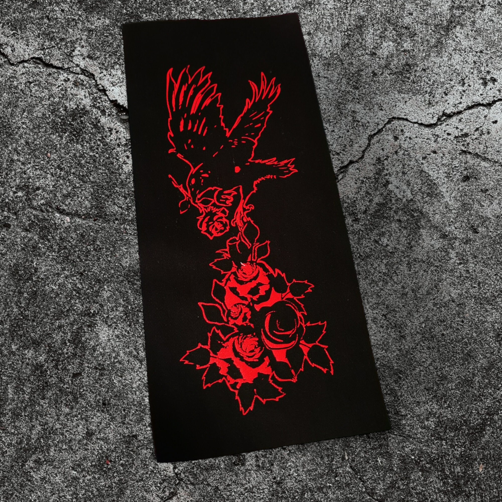 RAVEN ROSES Custom Silk Screen Patch, Patch for Denim, Patch for Leather, Handcrafted Patch - Etsy