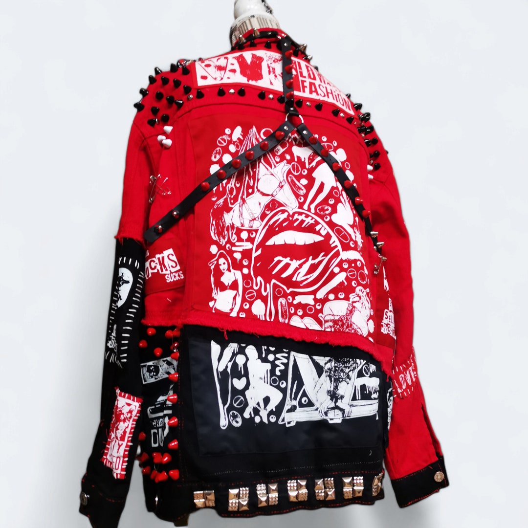 CUSTOM PATCHED Xxx Punk Denim Jacket, Lil Peep Style Jacket, Medium ...