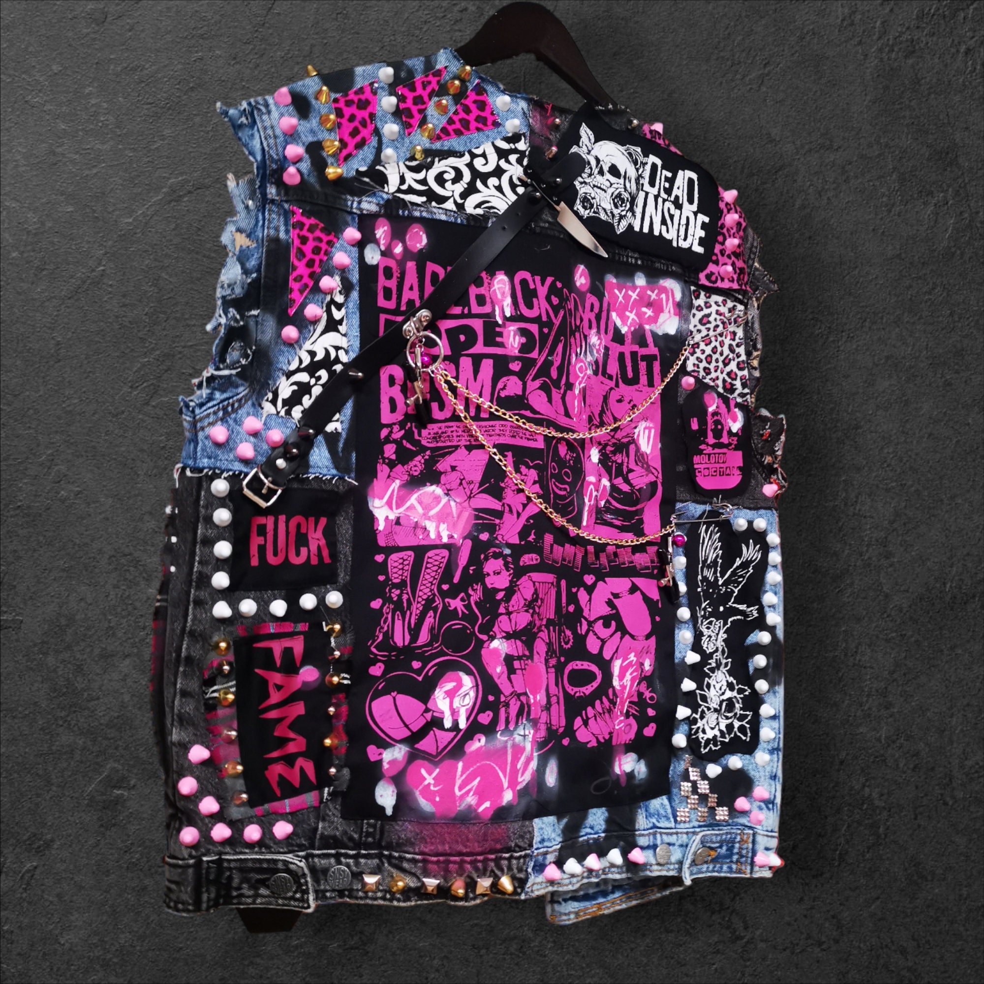 CUSTOM PAINTED PATCHED Punk Battle Vest, Medium Size, Unisex - Etsy
