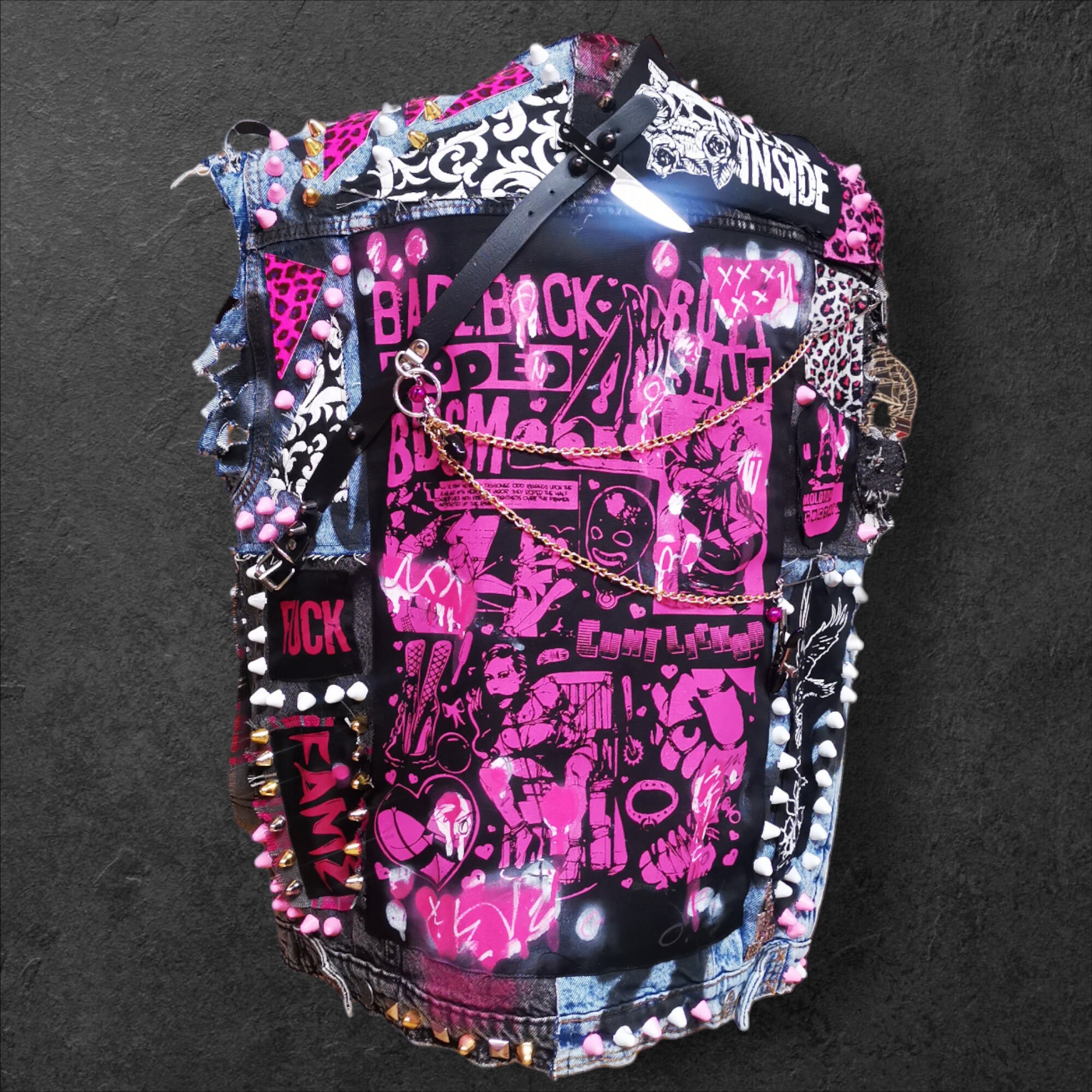 CUSTOM PAINTED PATCHED Punk Battle Vest, Medium Size, Unisex - Etsy