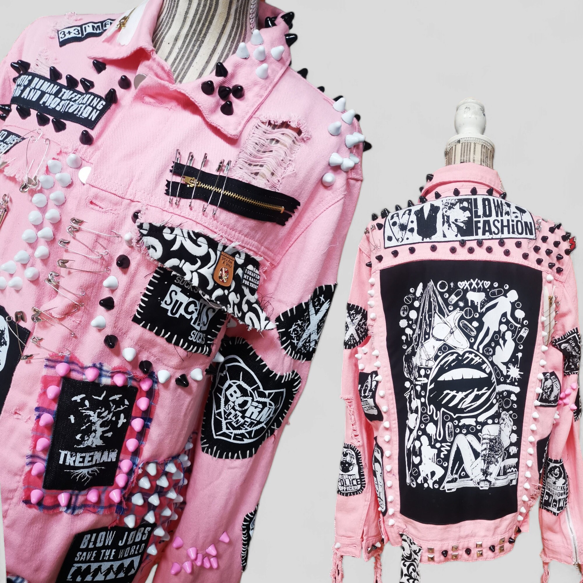 CUSTOM PATCHED Lil Peep Style Punk Battle Denim Jacket , Xxxx Jacket ...