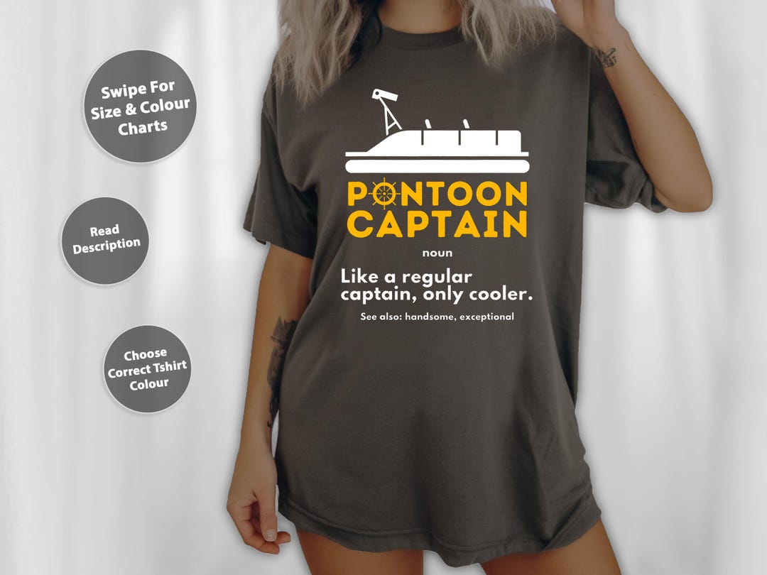 Pontoon Captain Definition Funny Boat Pontooning Boating T-shirt ...