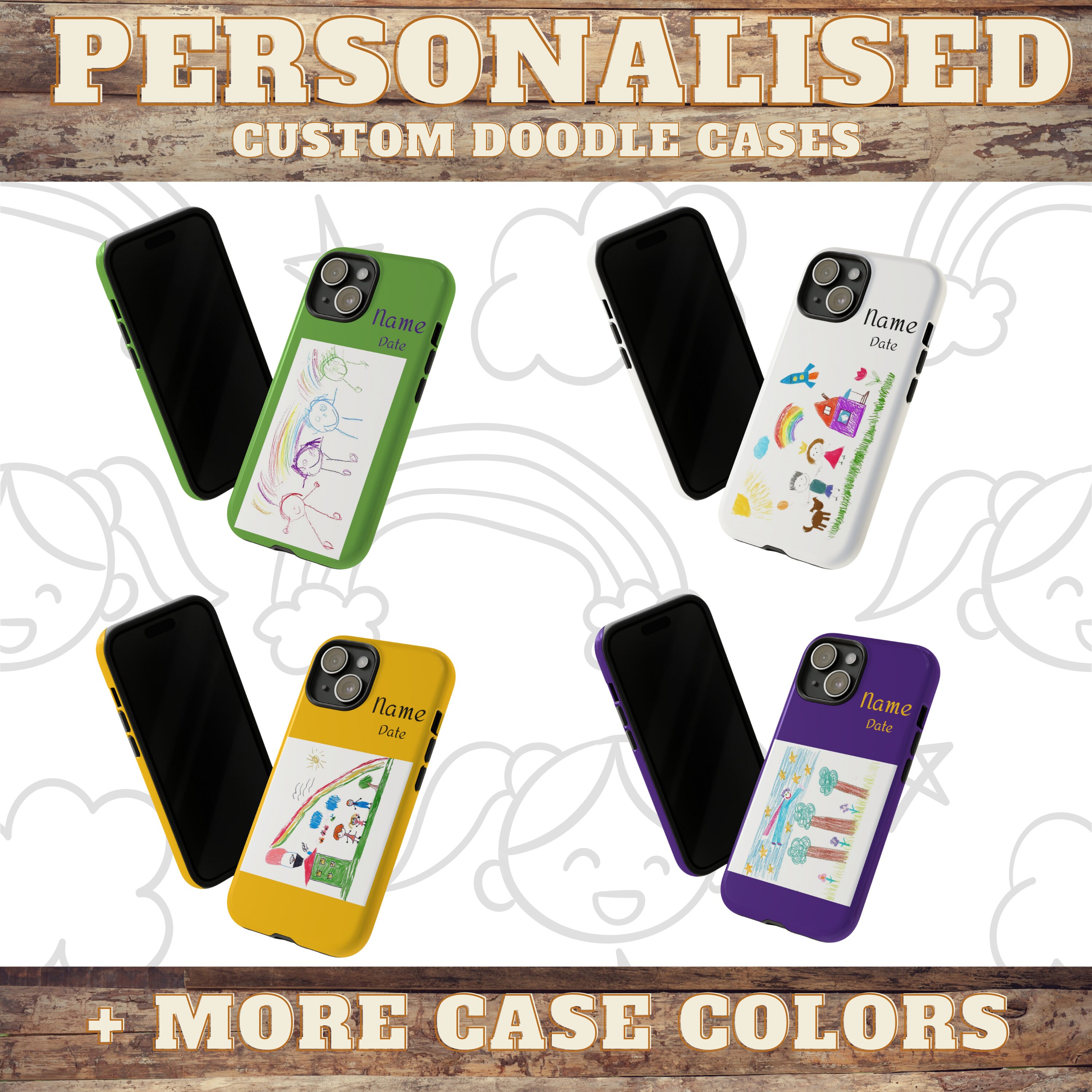 Custom Kids Childs Drawing Phone Case Using Photo and Name ...