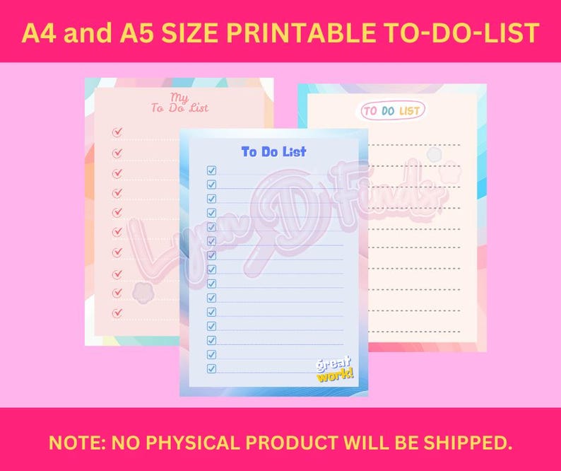 Pastel To-do List Printable Bundle (A4 & A5) | Cute Daily Planner Pages ...