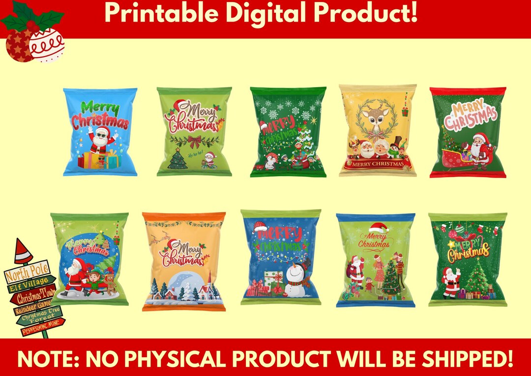 10 Christmas Chip Bags! Christmas Chip Bag Template for Holiday Treats ...